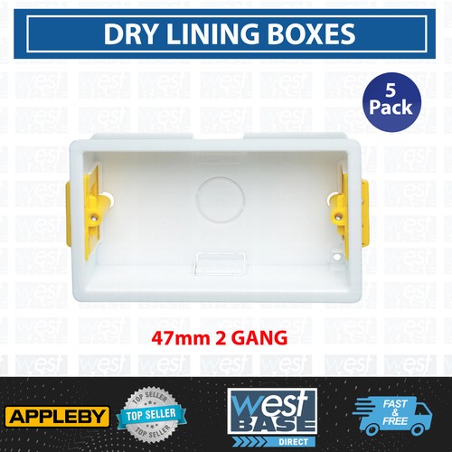 5x Appleby Double 2 Gang 47mm Dry Lining Pattress Back Box Plasterboard ...