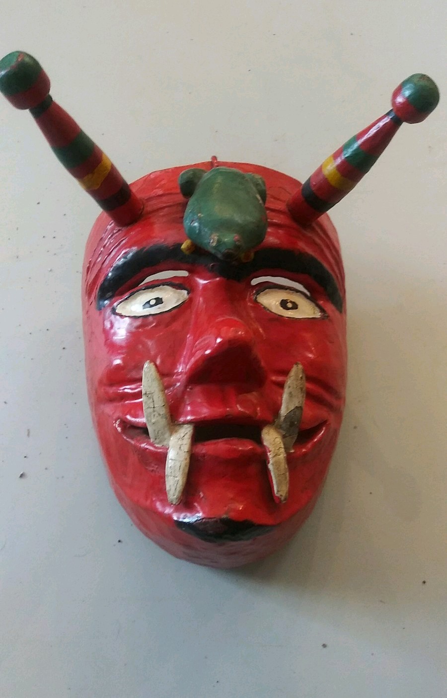Mid 20th century Diablo Well Danced Mask (featuring fertility Frog) | eBay