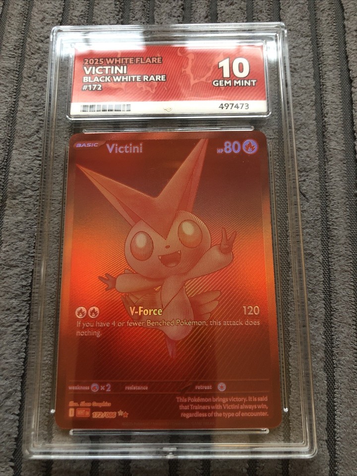 Pokemon TCG White Flare English Red Victini Card 172/086 Ace Grading ...