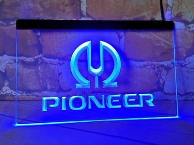 PIONEER LED NEON LIGHT SIGN MAN CAVE AMPLIFIER TURNTABLE SPEAKER WALL ...