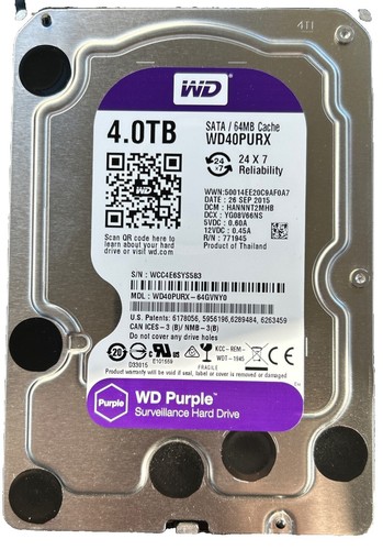 WD Purple WD40PURX-64GVNY0 4.0TB SATA / 64MB Cache WD40PURX 3.5'' Hard ...