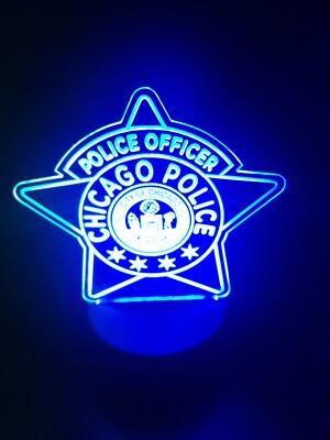 Edge Lit Tabletop Sign, Multi-Colored LED, Night Light Chicago Police ...