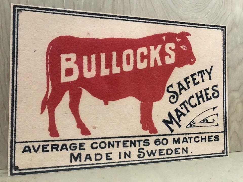 BULLOCK'S safety matches Metal Advertising Sign Reproduction | eBay