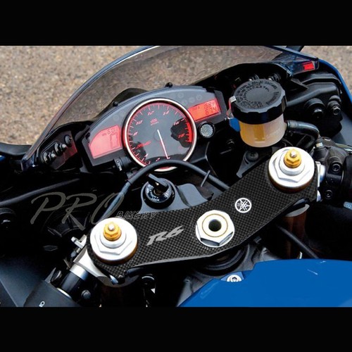 Handle Bar Carbon Look Yoke Cover+Chrome 6" Logo+Emblem Sticker 06-16 ...