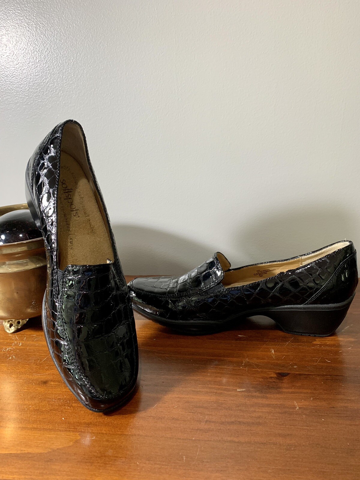 SOFTSPOTS Patent Leather Crocs Loafers Slip On Shoes … - Gem