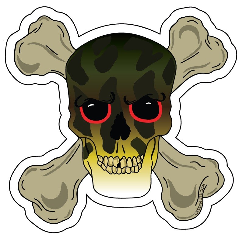 SKULL AND CROSSBONES Stickers Decals Brown Trout Musky Tarpon Carp ...