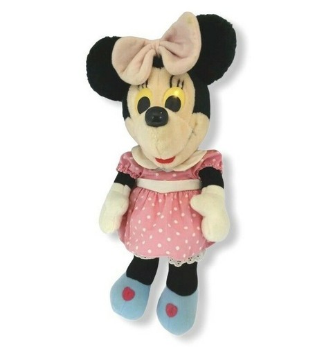 Vintage Minnie Mouse Plush Doll Hasbro Softies 14” Pink Dress & Bow ...