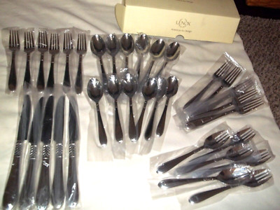 Lenox Flatware Set New In Box 34 pieces Stainless steel extra serving ...