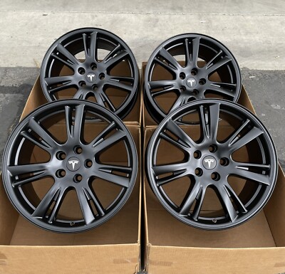 19" Tesla Model S Tempest OEM Wheels 148628500A New Satin Black Factory ...