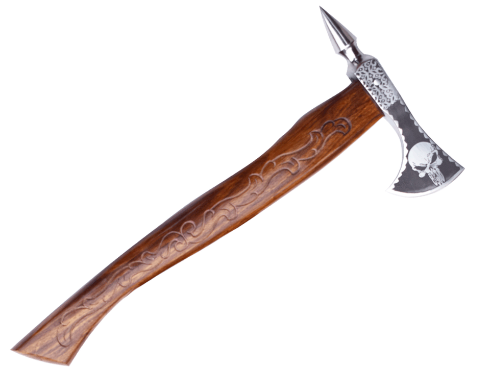 MDM SKULL SPIKE AXE CUSTOM HANDMADE 5160 ENGRAVE TOMAHAWK VIKING FOREST ...