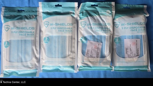 al-Shields 3-Ply Adult Face Mask with Ear Loops, Disposable, 20/Pack, 4 ...