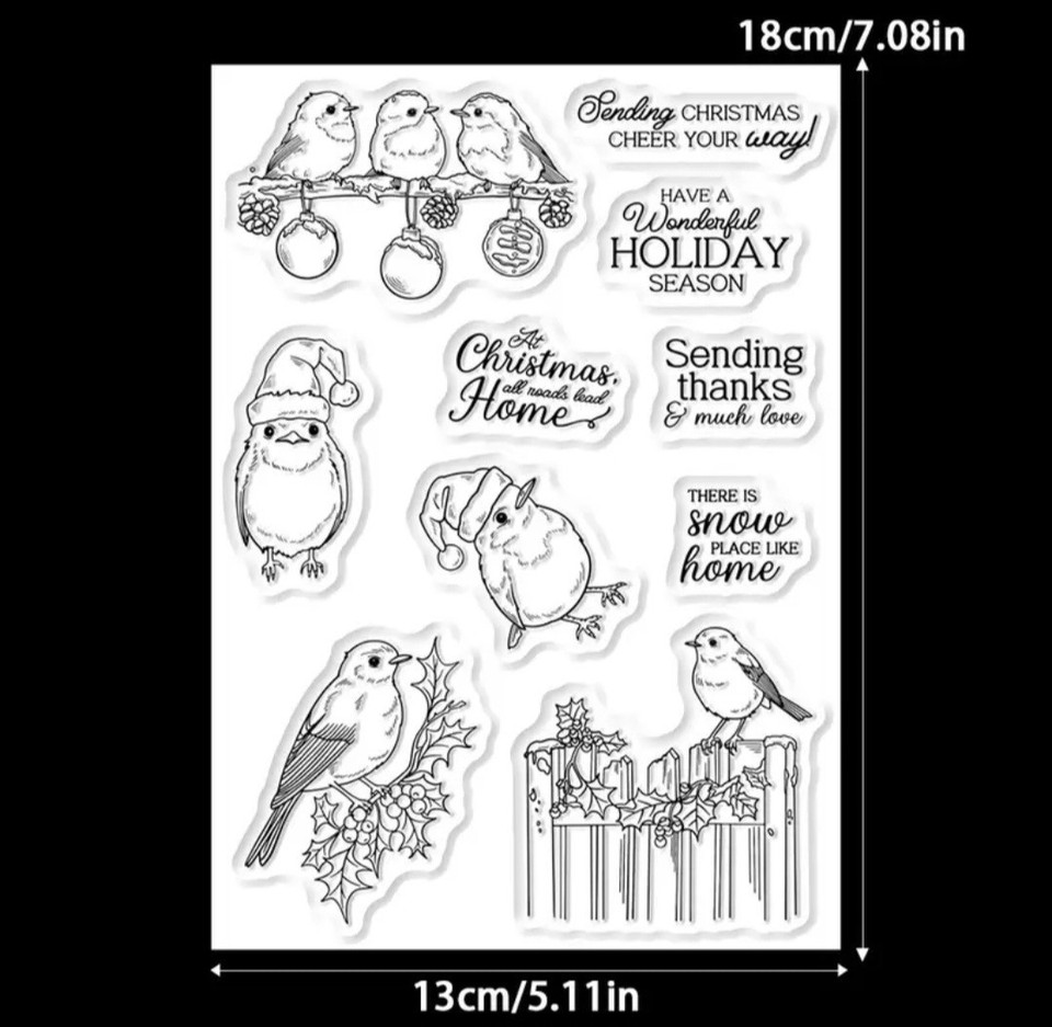 Clear Stamps Christmas Robins Transparent Robin Stamp Sentiments Card ...