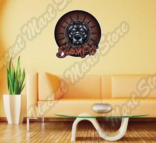 Black Pit Bull Dog Fighting Fight Pet Wall Sticker Room Interior Decor ...