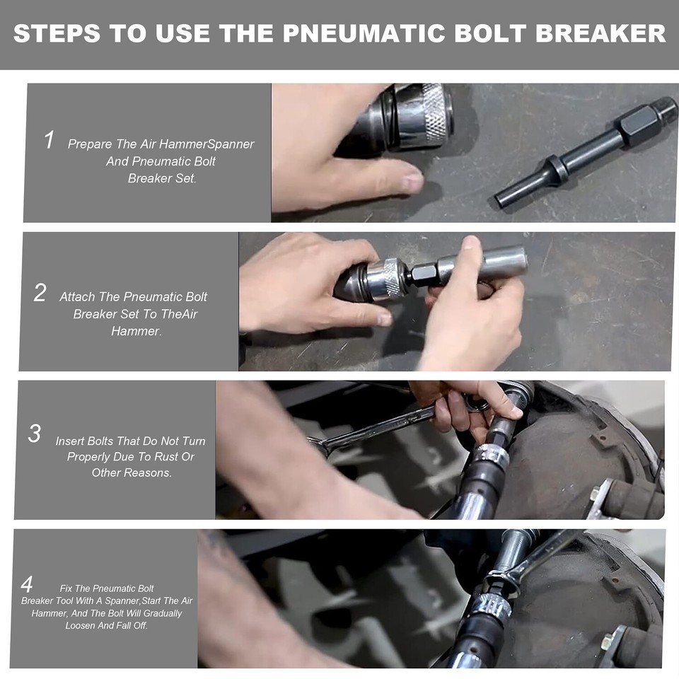 3/8" & 1/2" Pneumatic Bit Set 37315 37316 Bolt Breaker Shake 'N Break ...