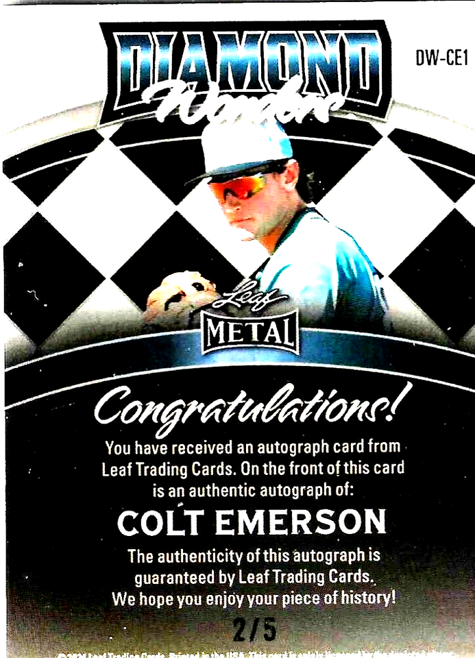 2024 Leaf Metal Colt Emerson Diamond Wonders Green Crystal Auto RC # 2/ ...
