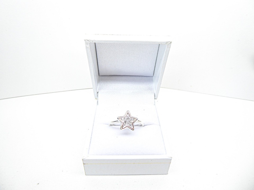 Clogau Gold Sterling Silver & 9ct Rose Gold Swarovski Topaz Star Ring ...