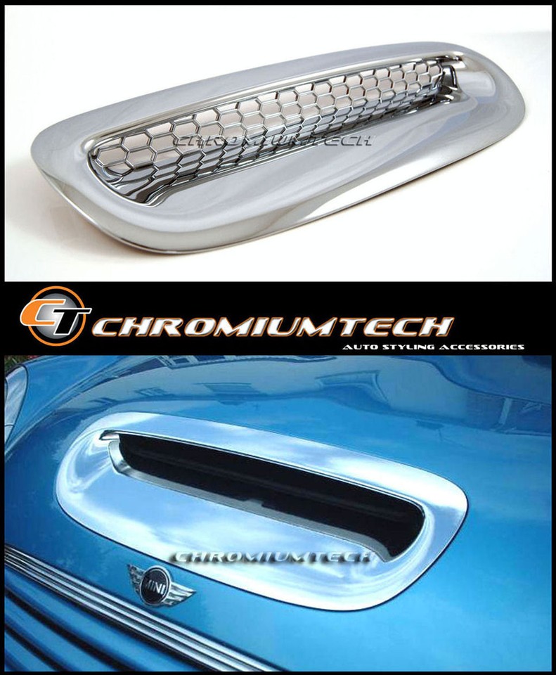 MK1 BMW MINI Cooper S JCW R52 R53 CHROME Bonnet Hood Vent Air Intake ...