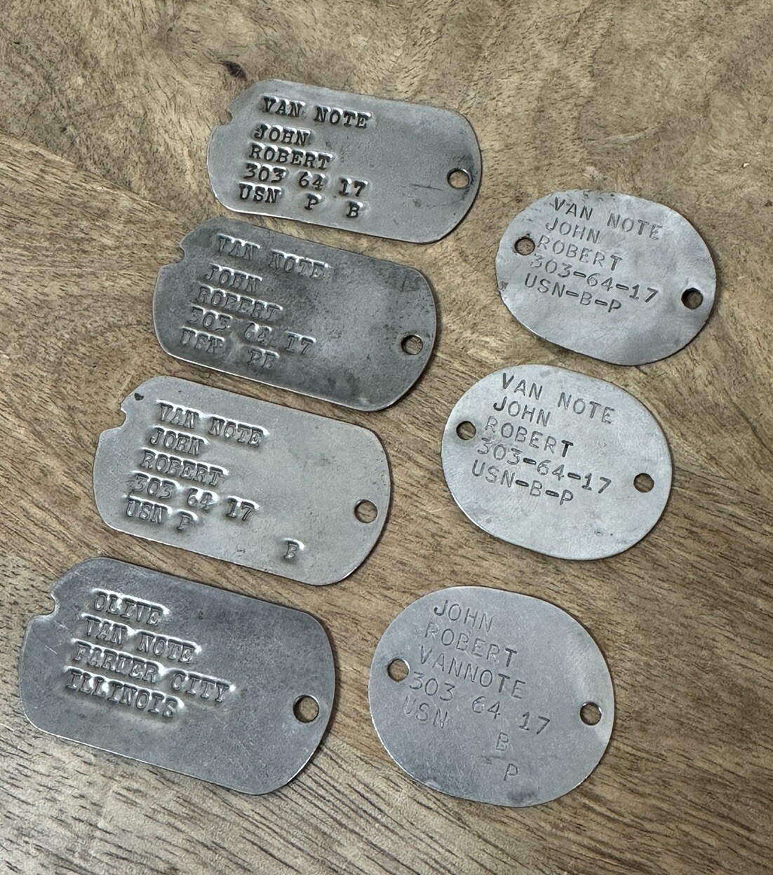 Vintage US Navy Dog Tag Lot of 7 w/ Wife? USN Original 1950s era Sailor ...