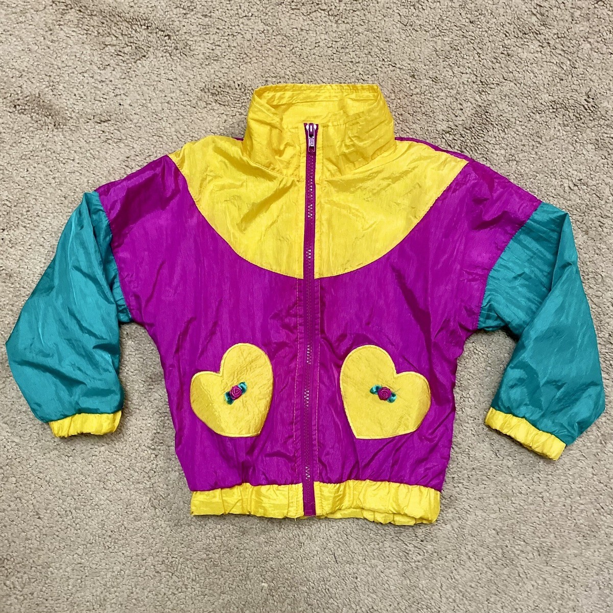 Vintage 80s 90s Retro Color Block Kids Windbreaker Jacket Vintage 80s 90s Retro Color Block Kids Windbreaker Jacket