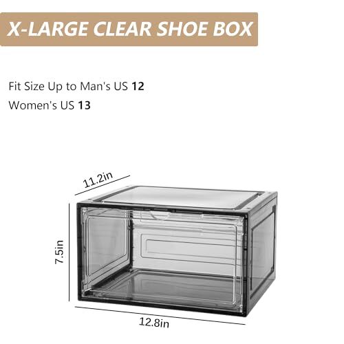 9 Pack Upgraded Sturdy Shoe Boxes, X-Large Shoe Box Storage Clear White ...
