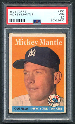 Mickey Mantle 1958 Topps PSA 3.5 Baseball Card Vintage Graded Yankees ...
