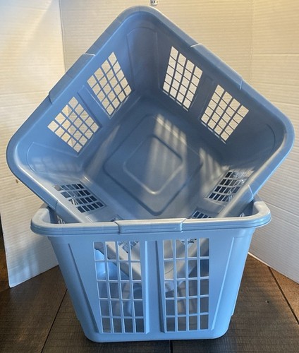 Vintage Lot of 2 Rubbermaid 80s 90s Square Laundry Baskets #2972 Blue ...