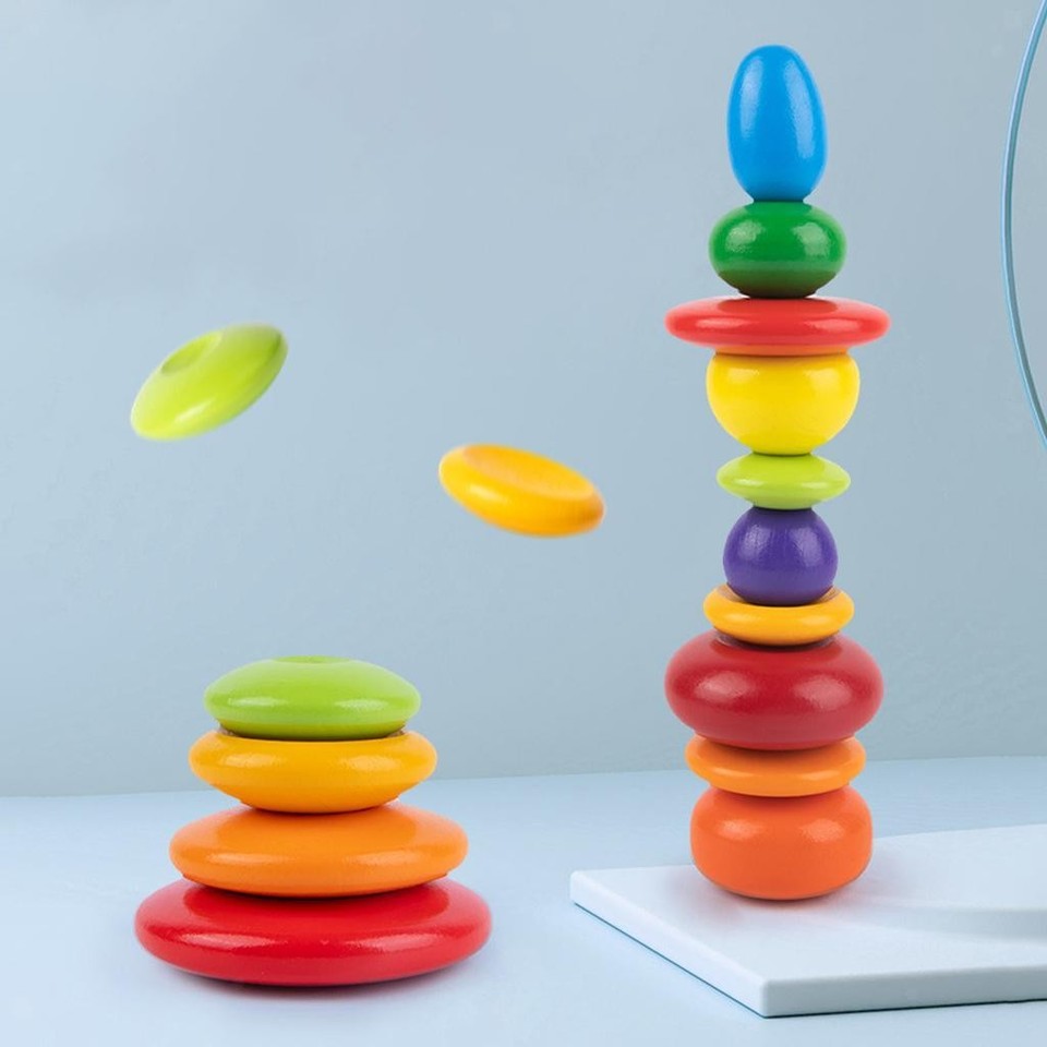 Wood Balancing Stacking Stone Building Blocks Rocks Developmental ...
