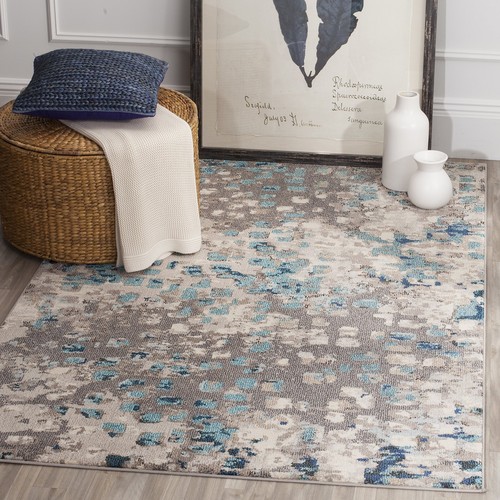 SAFAVIEH Monaco Collection Area Rug - 3' Square, Grey & Light Blue ...