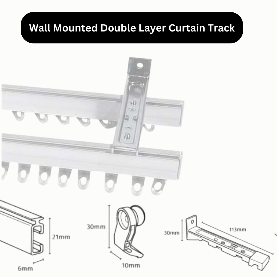 Double Curtain Track Rail Window Slide Bendable Face(Wall)Fix Fineline ...
