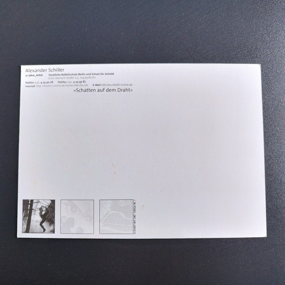 German advertising card. Alexander Schiller .Staatliche Balletschule ...