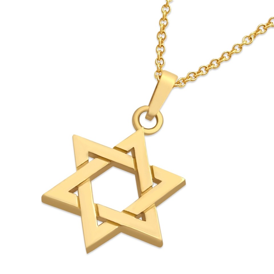 14K Yellow Gold Jewish Star of David Israeli Magen David Pendant ...