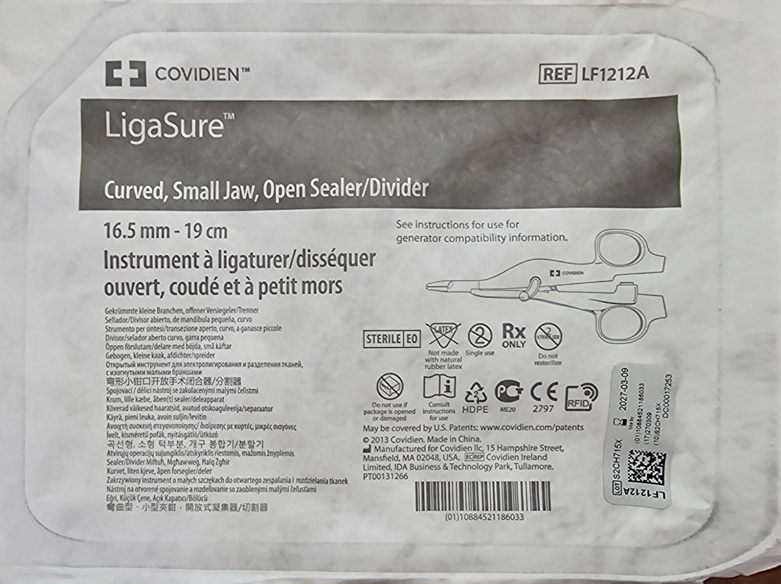 Covidien LigaSure Curved Small Jaw Instrument - LF1212A for sale online ...