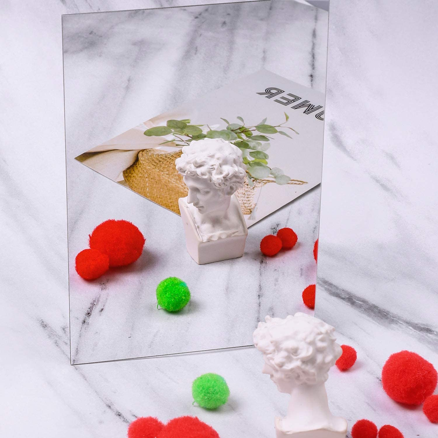 Elcoho 12 Pack Mirrors Plastic Mirror Decor Flexible Mirror Sheets Self ...