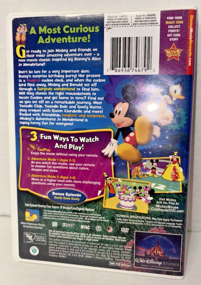 Disney's Mickey Mouse Clubhouse: Mickey's Adventures in Wonderland DVD ...