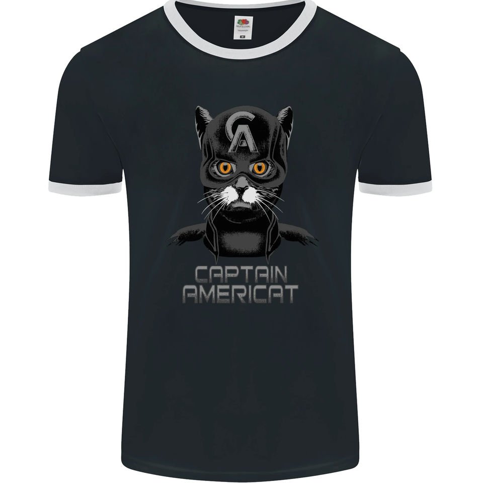 Captain Americat Lustig Superheld Katze Herren Ringer Maglietta Fotl | eBay