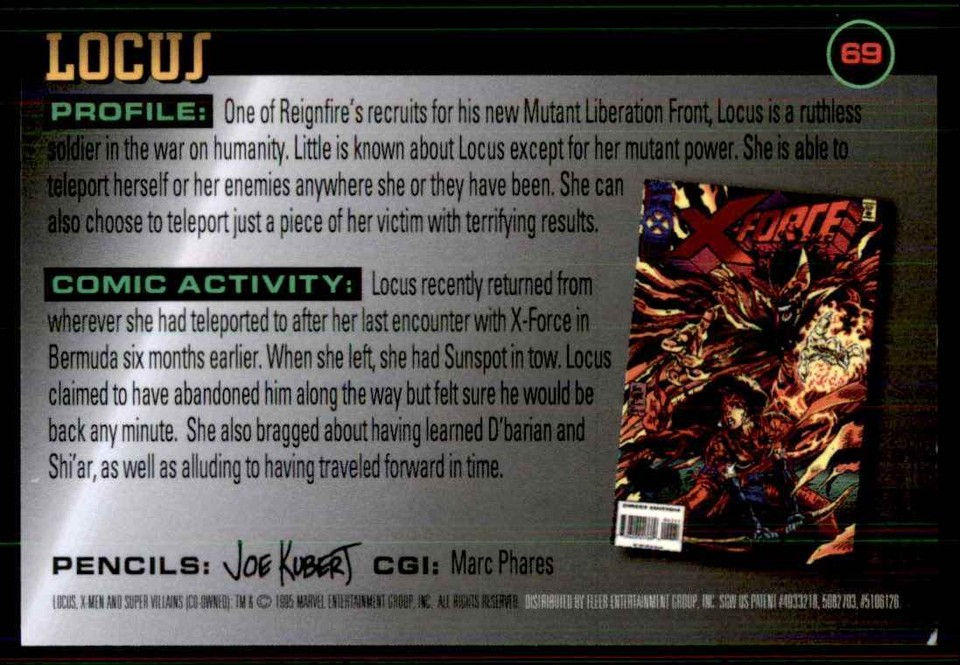 1995 Fleer Ultra Marvel X-Men Locus #69 | eBay