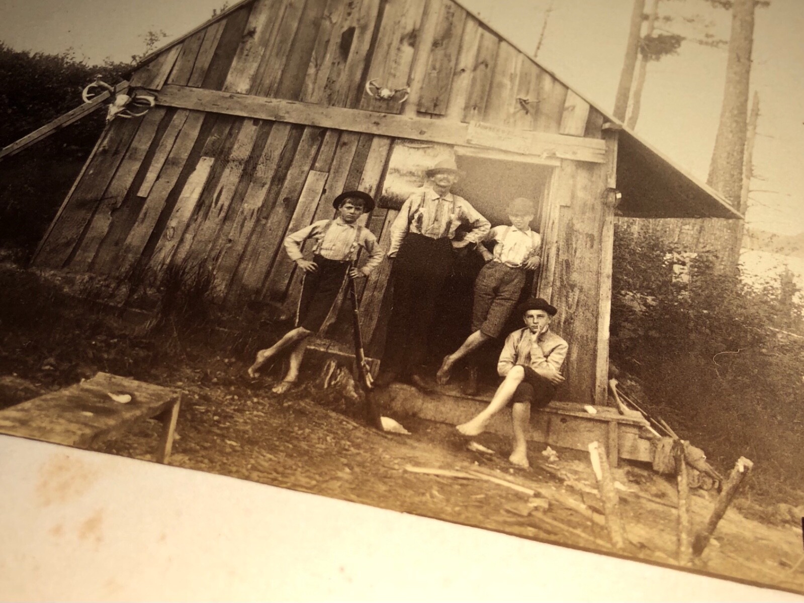 1880s Dad & Sons @ LOGGING Hunting Camp Boys Cabin Wisconsin Woods ...