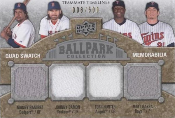 2009 Upper Deck Ballpark Collection - Teammate Timelines Quad Swatch ...