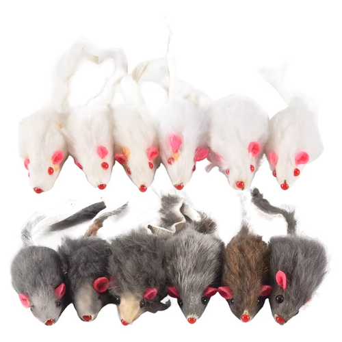 Real Rabbit Fur Mice Cat Toys Pet Toy Children'S Toys 12-Pack | eBay