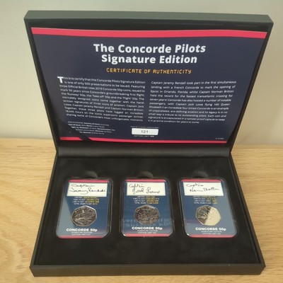 Concorde 50p Coin Set Collection Transport Airplane Pilot Signed ...