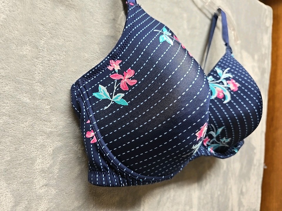 Comfort Choice Bra Womens Size 46B Navy Floral Print Underwire ...