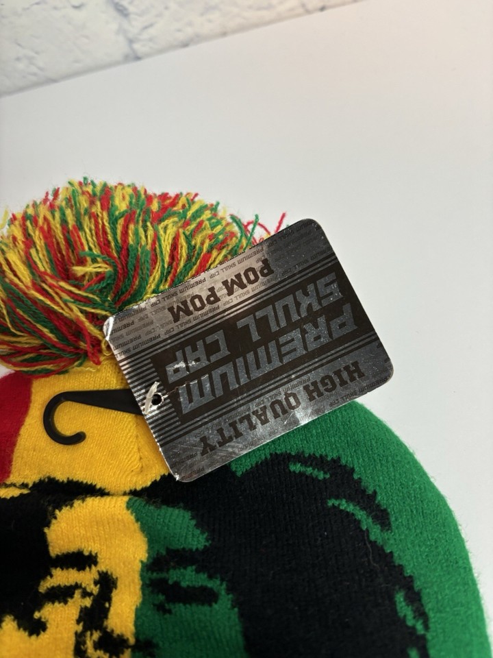 Bob Marley Beanie Pom Pom Premium Skull Cap One Size Reggae Jamaica New ...