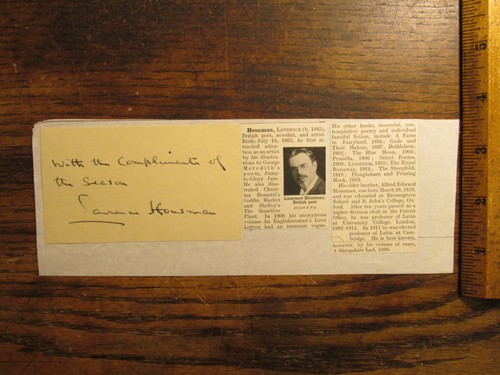 Antique Ephemera Signature Autograph Laurence Housman British Poet ...