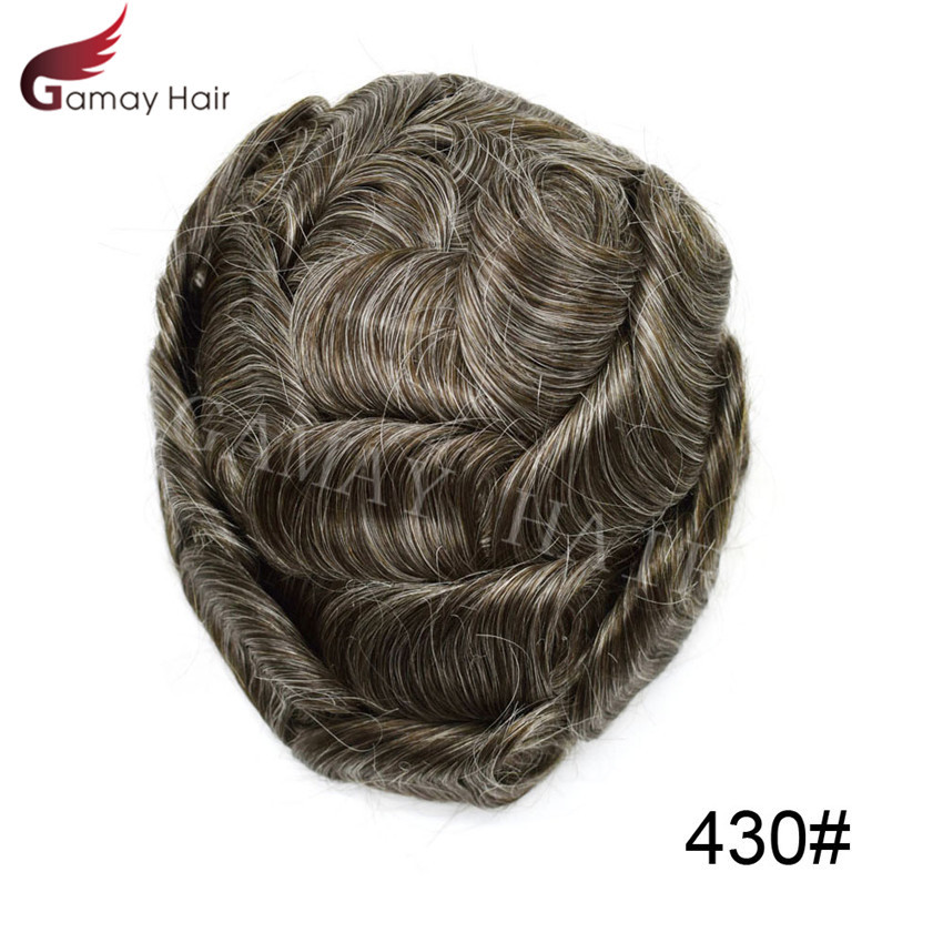 Toupee for Men Hairpiece Fine Mono Mens Wig Poly Skin Pu Hair ...