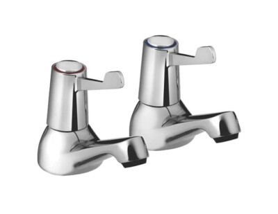 Bristan Lever Basin Pillar Taps Utility Taps Chrome Plated with Metal ...