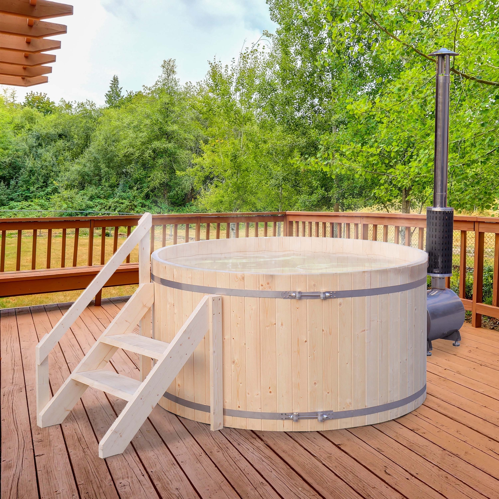 ALEKO Pine Hot Tub and Ice Bath 4-5 Person with Wood-Fired Heater | eBay