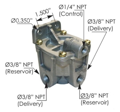 RG2 Type Relay Valve Part # EMDKN28500N, KN28500X, KN28500, 170.KN28500 ...