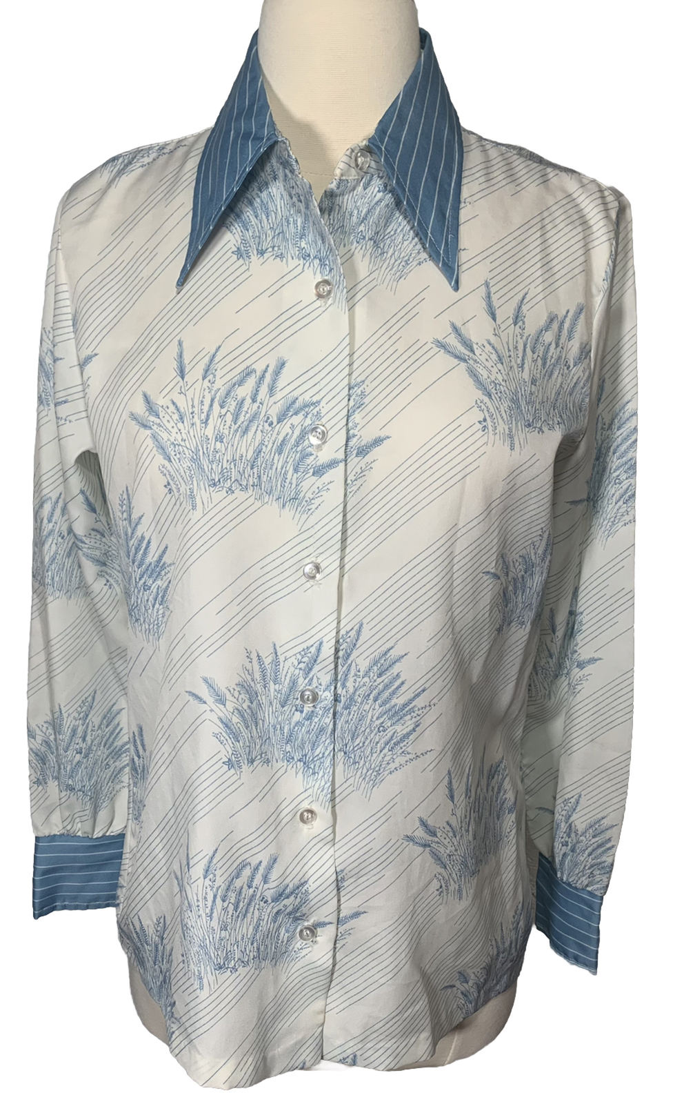 Cool Vintage Polyester Button Up Shirt Donnkenny Retro Size 9/10 Long ...