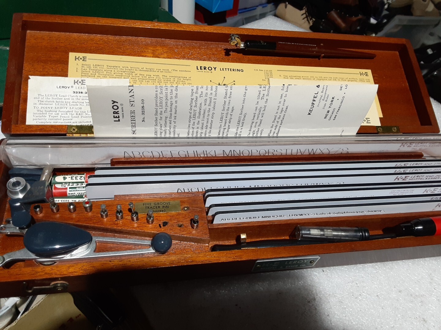 Vintage Leroy Lettering Set Keuffel & Esser Original Mahogany Box | eBay