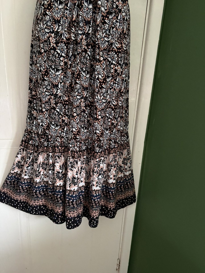 EXQUISITE MONSOON BOHO JERSEY TEA GYPSY MIDI OCCASION DRESS Sz M 12/14 ...